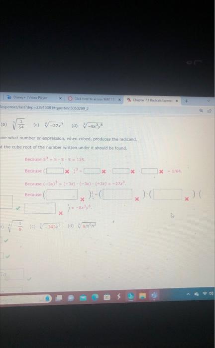 (b) 3641 (c) 3−27x2 (d) 2−sin2y6 ine what number or | Chegg.com