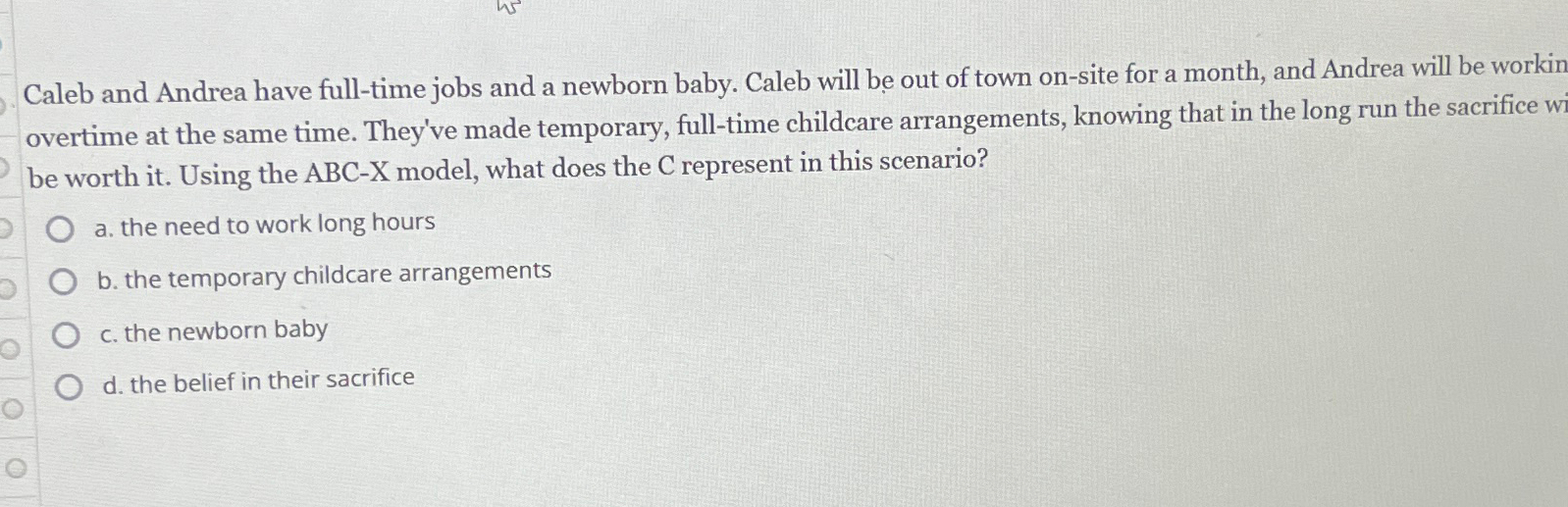 Solved Caleb and Andrea have full-time jobs and a newborn | Chegg.com