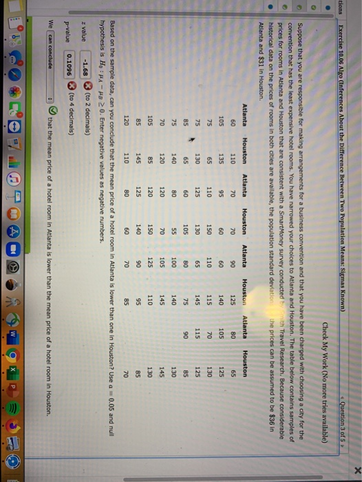 Solved X tions Exercise 10.06 Algo (Inferences About the | Chegg.com