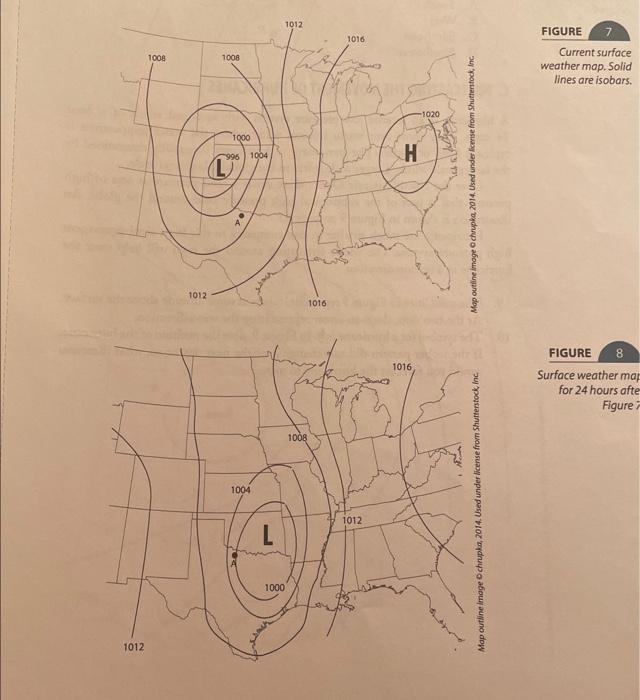 Solved Current surface weather map. Solid lines are isobars. | Chegg.com