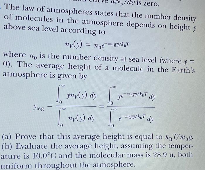 Solved The law of atmospheres states that the number density | Chegg.com