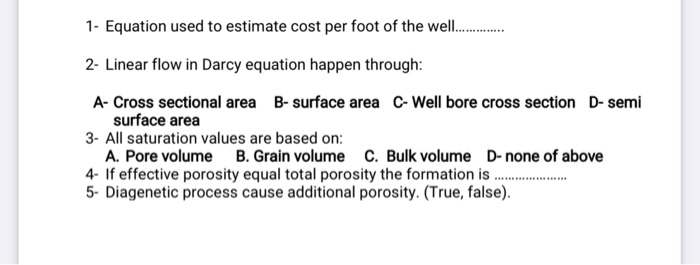 Solved 1- Equation used to estimate cost per foot of the | Chegg.com