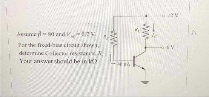 Solved Assume β=80 and VBE=0.7 V. For the fixed-bias circuit | Chegg.com