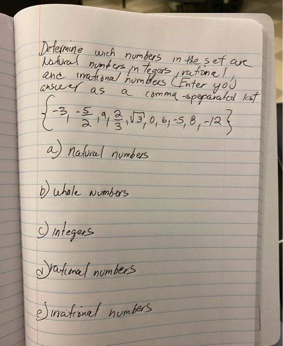 Solved а a Determine wich numbers in the set are Natural | Chegg.com