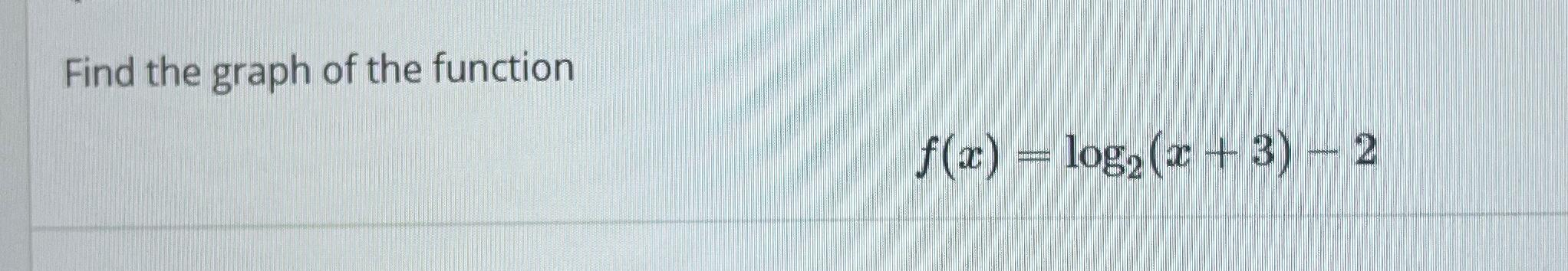 Solved Find the graph of the functionf(x)=log2(x+3)-2 | Chegg.com