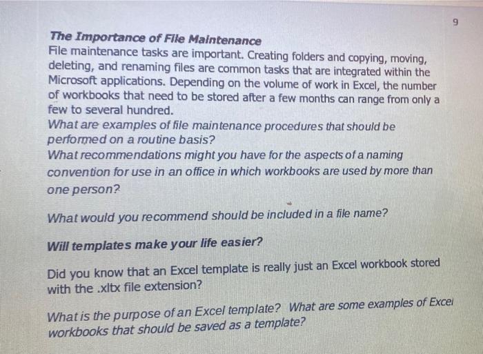 Solved 9 The Importance of File Maintenance File maintenance | Chegg.com