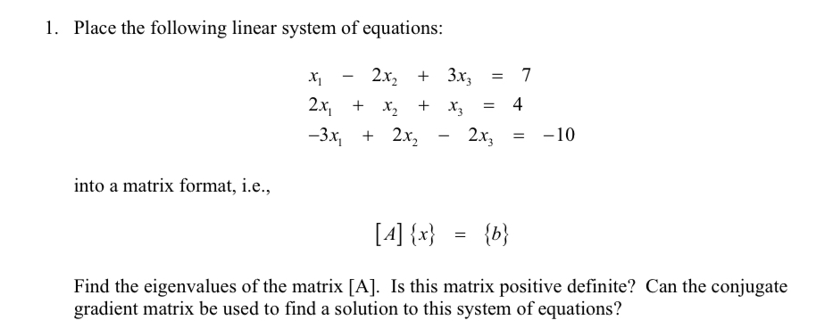 Solved Place the following linear system of | Chegg.com