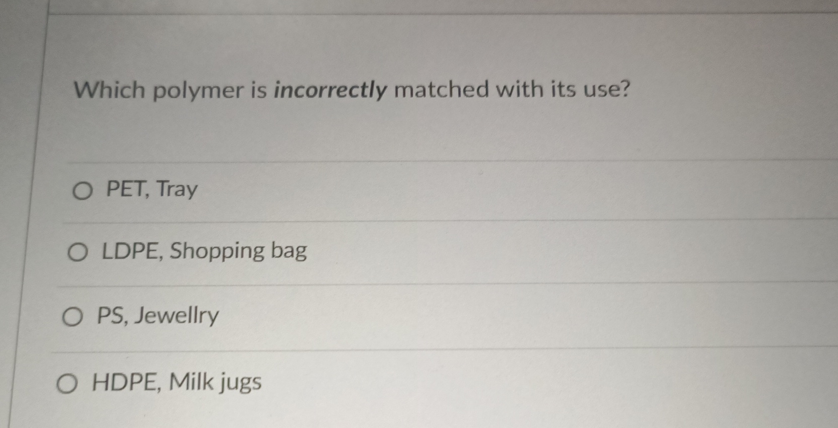 Solved Which polymer is incorrectly matched with its | Chegg.com