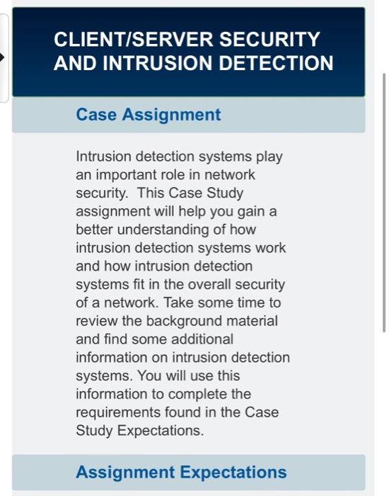 Solved CLIENT/SERVER SECURITY AND INTRUSION DETECTION Case | Chegg.com
