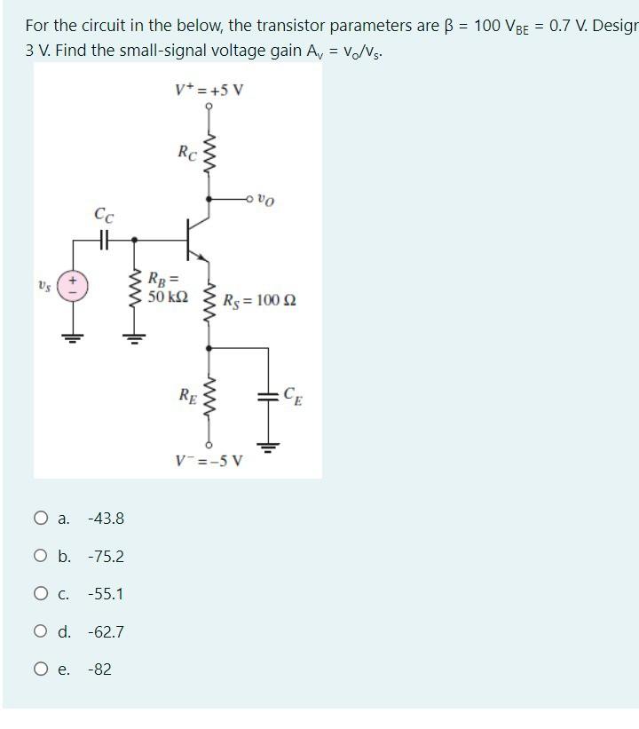 For the circuit in the below, the transistor | Chegg.com