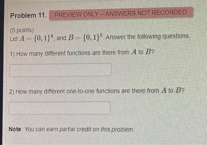 Solved Problem 11. PREVIEW ONLY -- ANSWERS NOT RECORDED (5 | Chegg.com