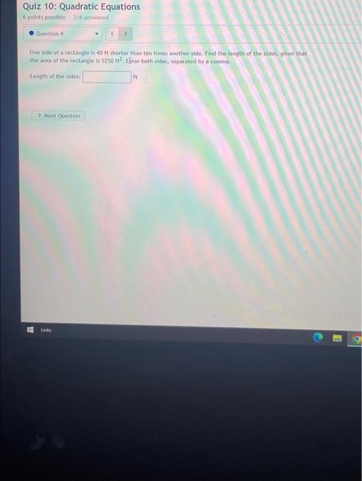 Solved Quiz 10: Quadratic Equations 6 points possible 3/6 | Chegg.com