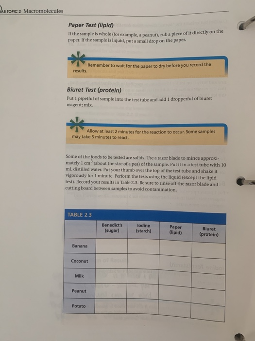 Solved AB TOPIC 2 Macromolecules Paper Test (lipid) If the | Chegg.com