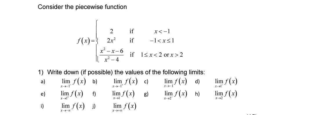 Solved Consider the piecewise function if x