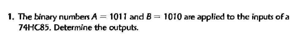 Solved The binary numbers A=1011 ﻿and B=1010 ﻿are applied to | Chegg.com