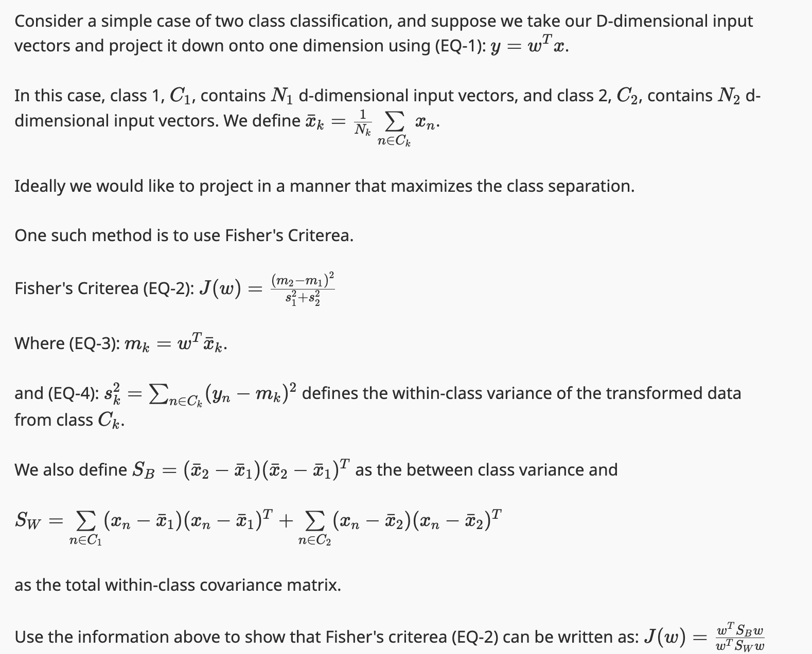 Solved Consider a simple case of two class classification, | Chegg.com