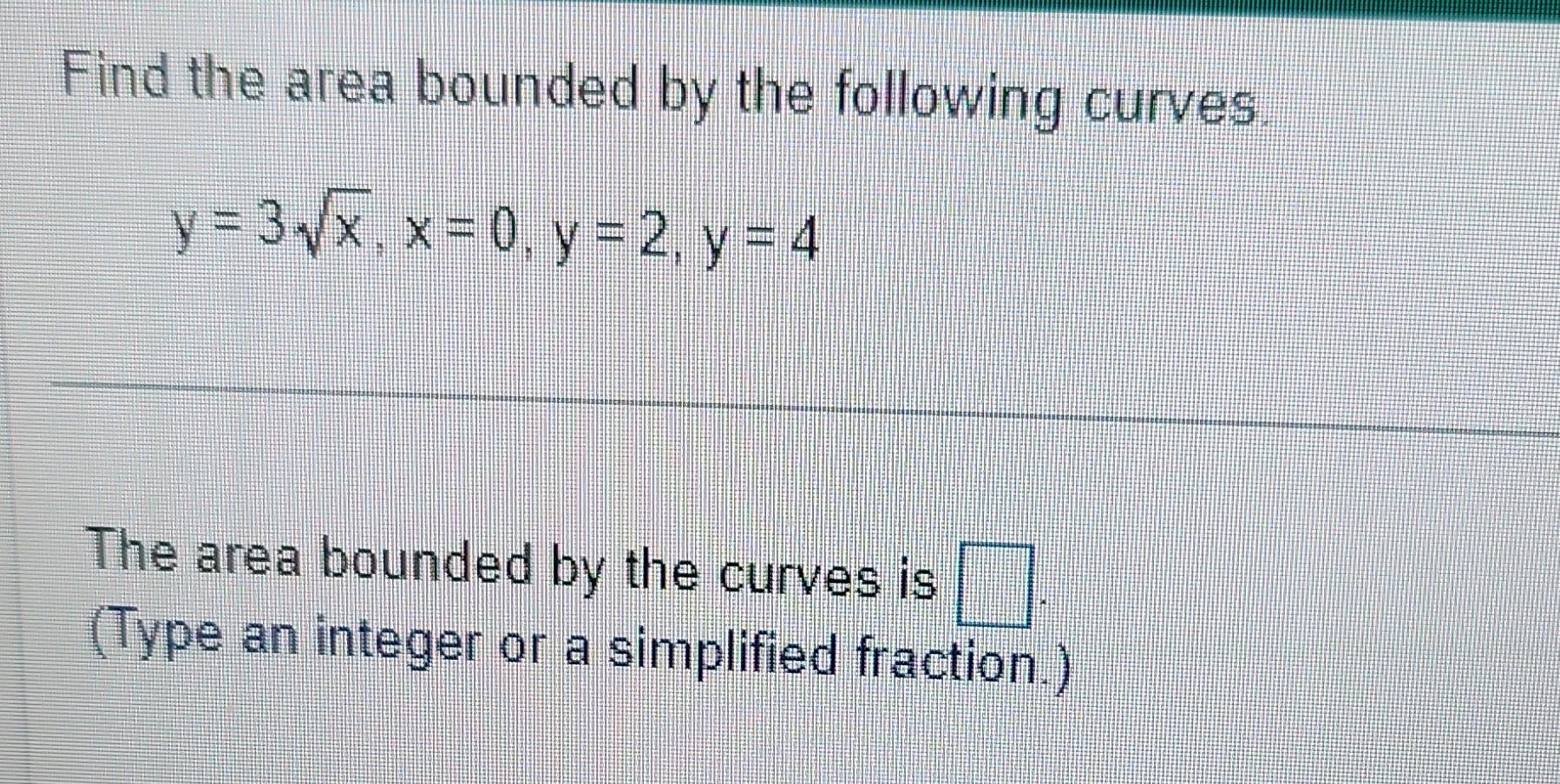 Solved Find the area bounded by the following curves | Chegg.com