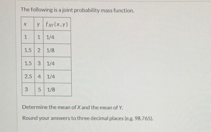 Solved The following is a joint probability mass function. | Chegg.com