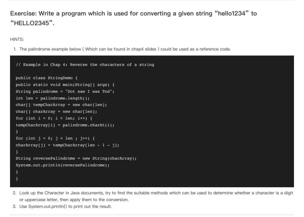 Solved Exercise: Write a program which is used for | Chegg.com