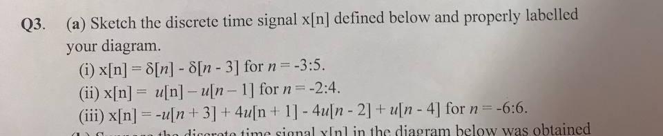 Solved (a) Sketch the discrete time signal x[n] defined | Chegg.com