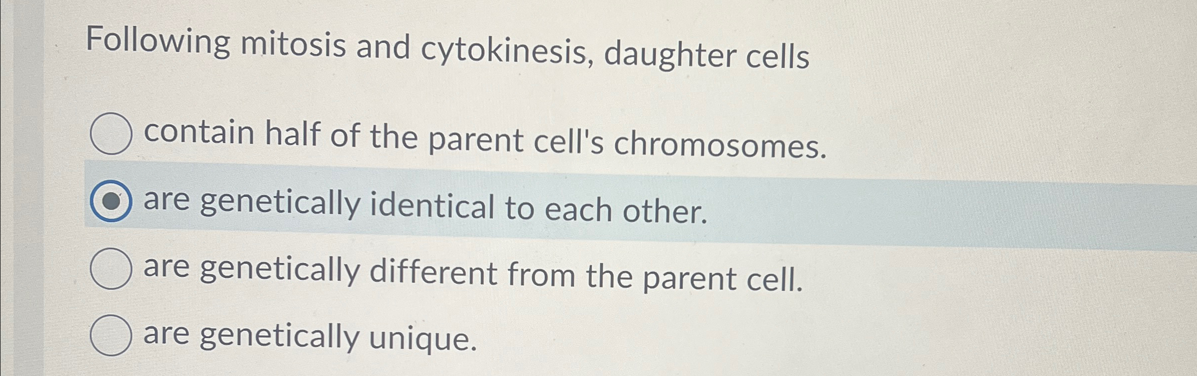 Solved Following mitosis and cytokinesis, daughter | Chegg.com