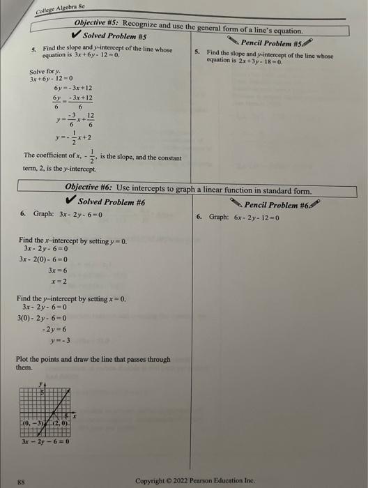 Solved Objective \#6: Use intercepts to graph a linear | Chegg.com