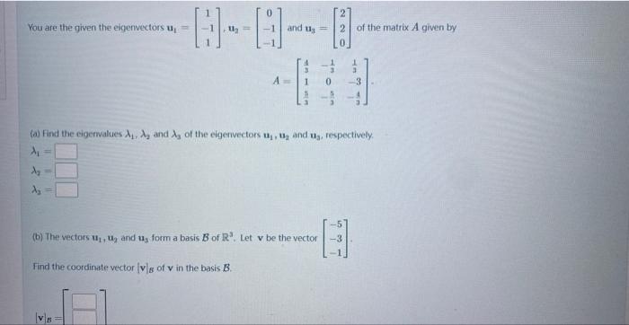 Solved You are the given the eigenvectors | Chegg.com