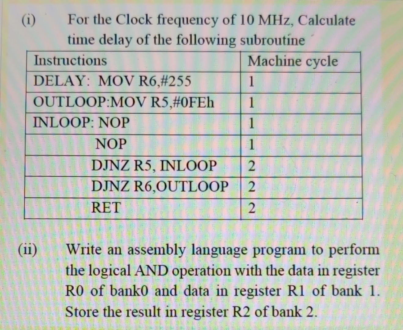 Solved (i) For the Clock frequency of 10 MHz, Calculate time | Chegg.com