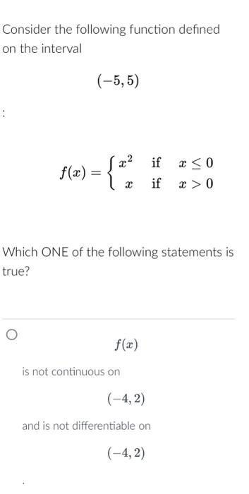 Solved Consider the following function defined on the | Chegg.com