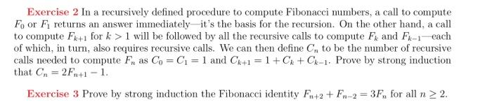 Solved Exercise 2 In a recursively defined procedure to | Chegg.com