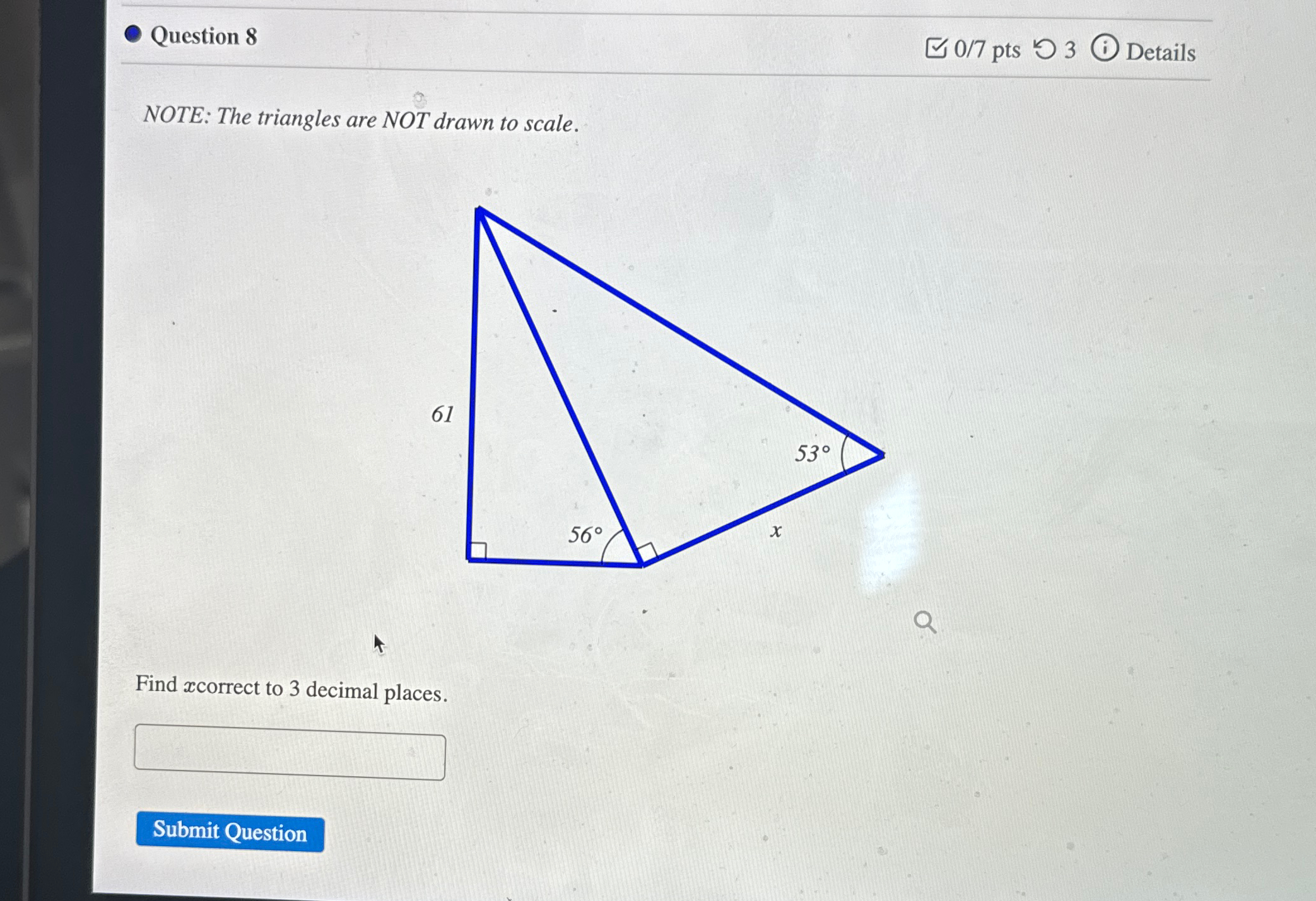 Solved Question 807 ﻿pts3DetailsNOTE: The triangles are NOT | Chegg.com