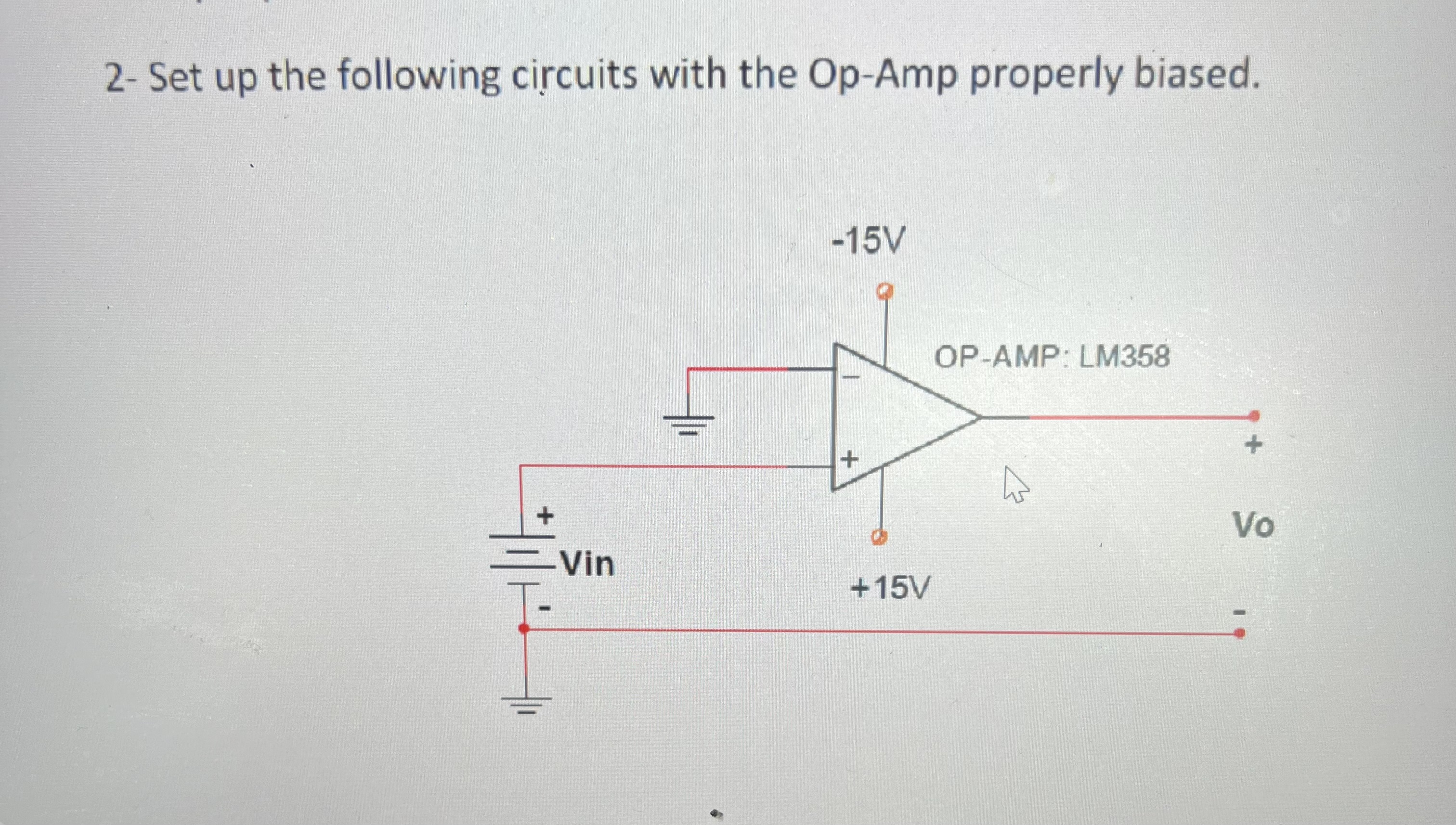 2- ﻿Set up the following circuits with the Op-Amp | Chegg.com
