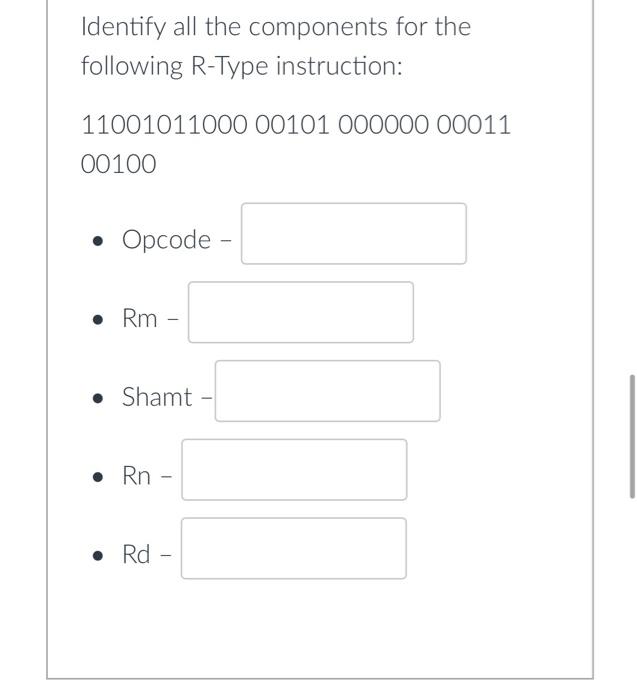 Solved Identify all the components for the following R-Type | Chegg.com