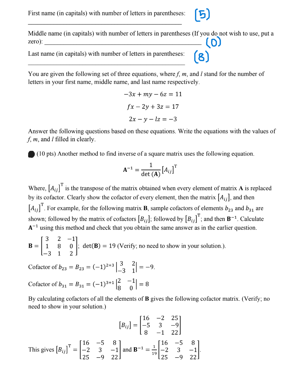 Solved First name (in capitals) ﻿with number of letters in | Chegg.com