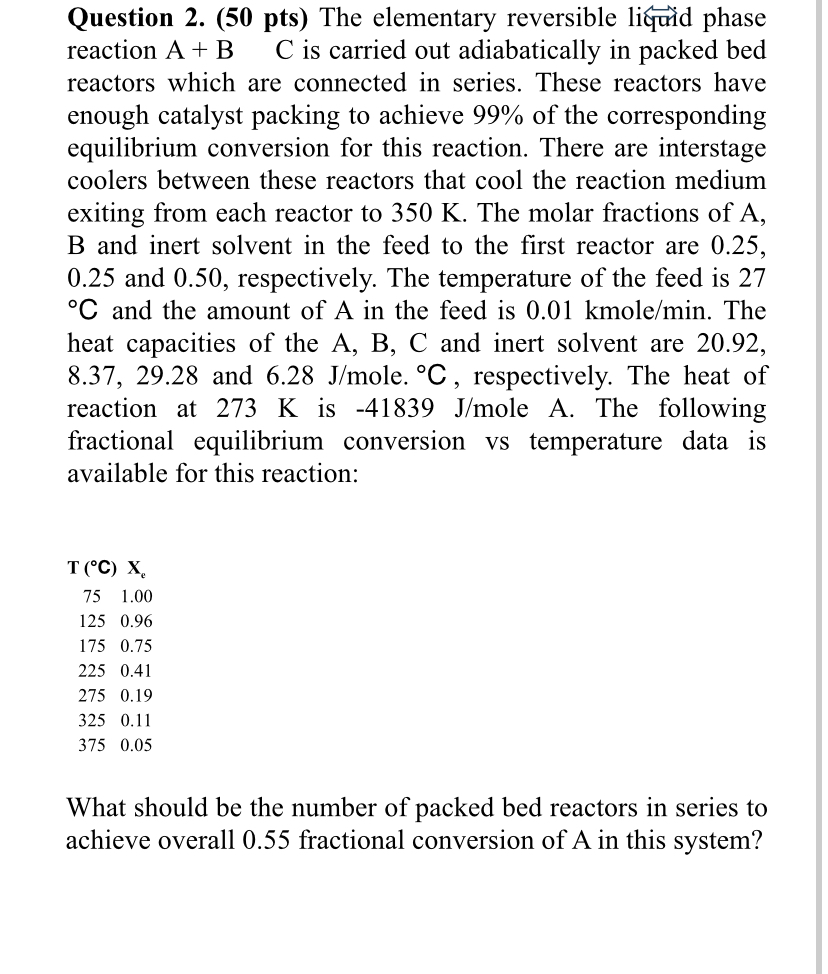 Solved Question 2. (50 ﻿pts) ﻿The elementary reversible | Chegg.com