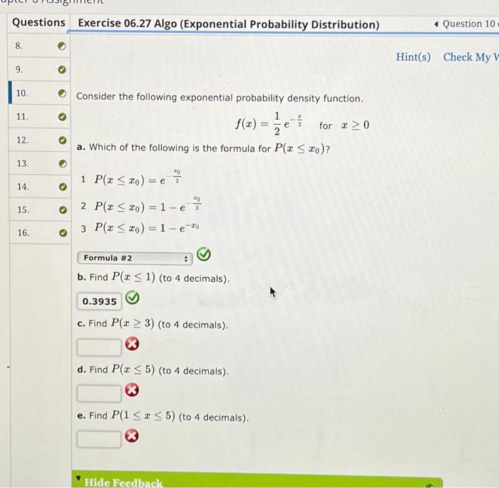 Solved Consider the following exponential probability | Chegg.com