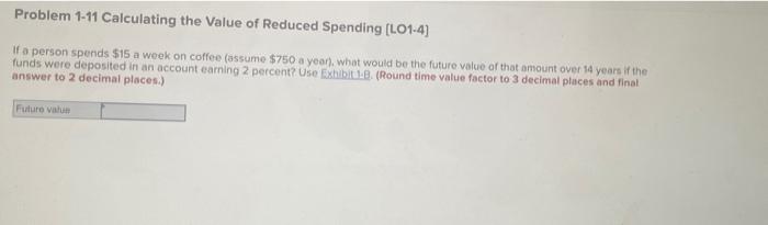 Solved Problem 1-11 Calculating the Value of Reduced | Chegg.com