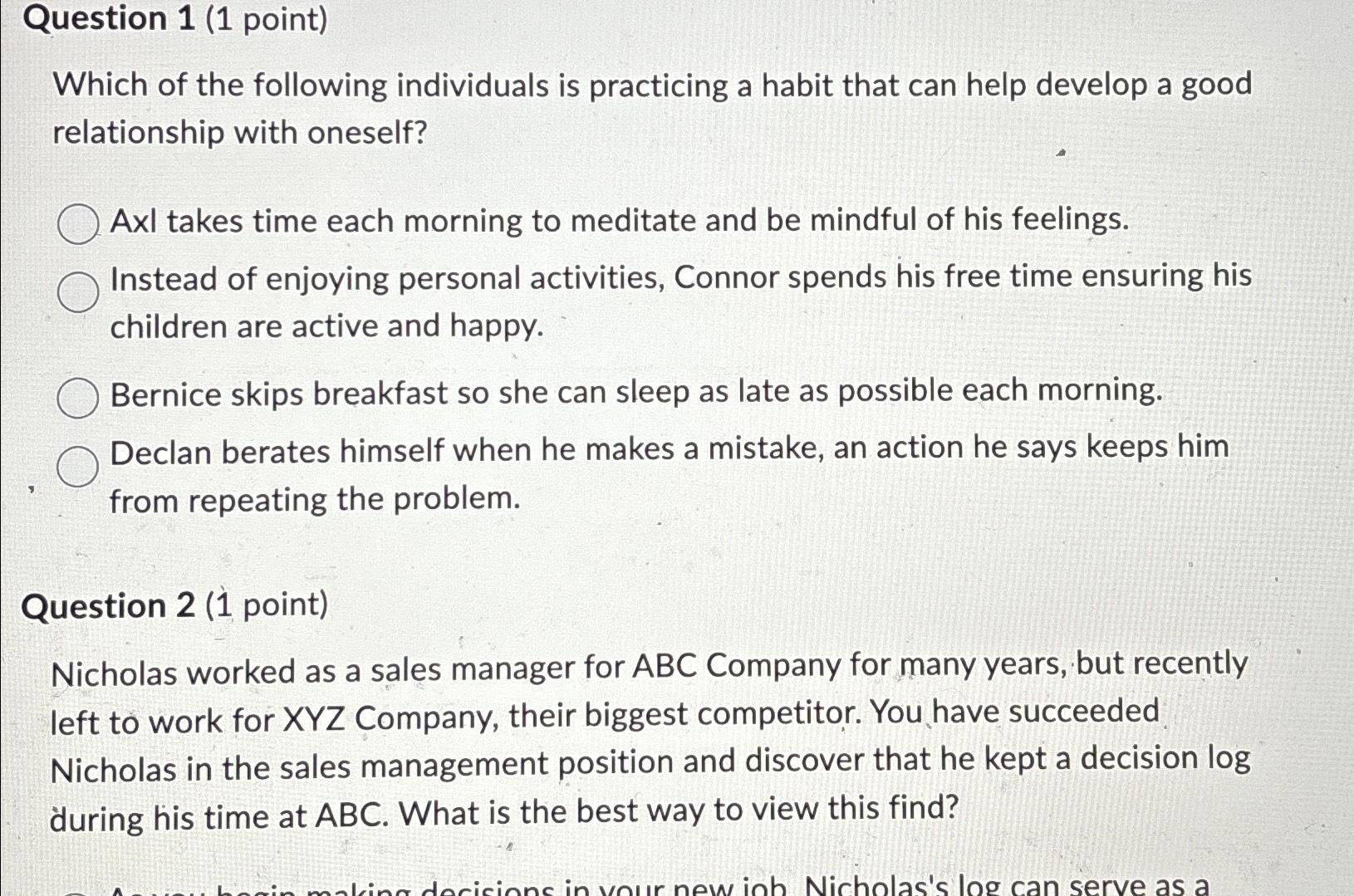 Solved Question 1 (1 ﻿point)Which of the following | Chegg.com