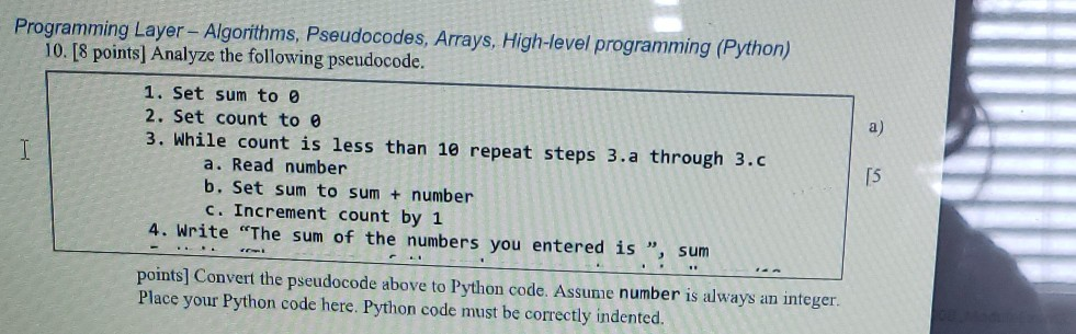 Solved Programming Layer Algorithms Pseudocodes Arrays 6839
