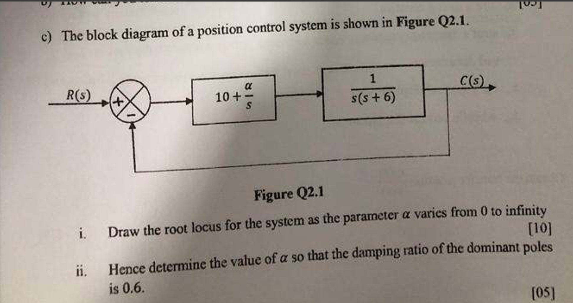 Solved c) ﻿The block diagram of a position control system is | Chegg.com