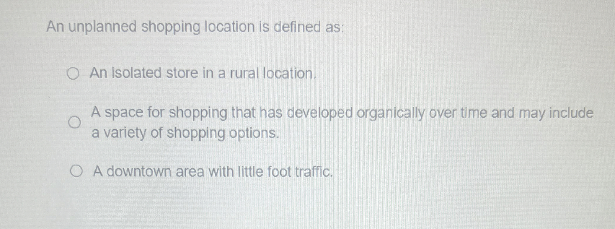 Solved An unplanned shopping location is defined as:An | Chegg.com