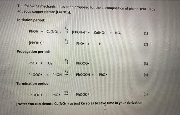 Solved The following mechanism has been proposed for the | Chegg.com