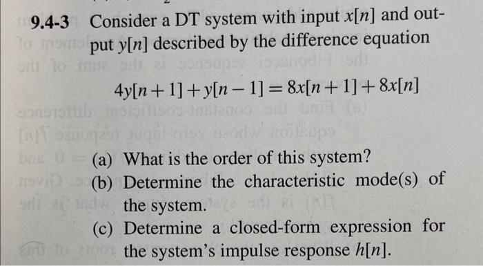 Solved 9-3 Consider a DT system with input x[n] and output | Chegg.com