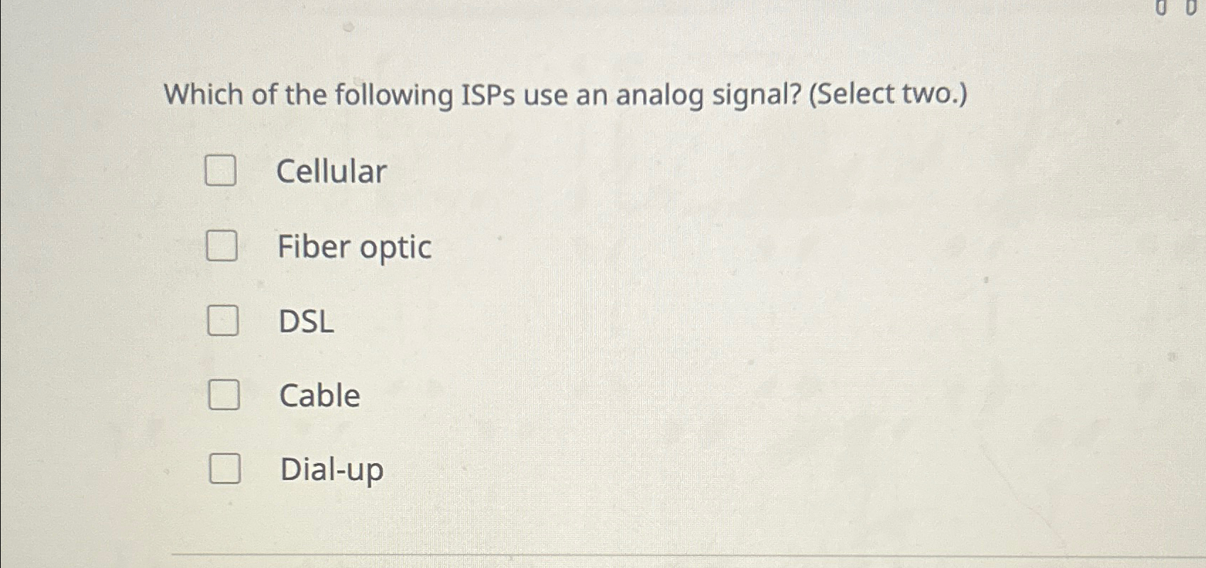 Which of the following ISPs use an analog signal? | Chegg.com