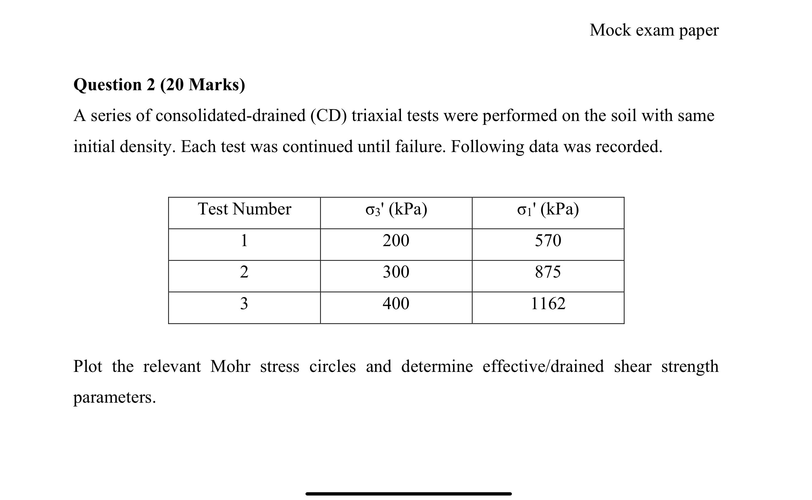 Solved Mock exam paperQuestion Marks)A series of | Chegg.com