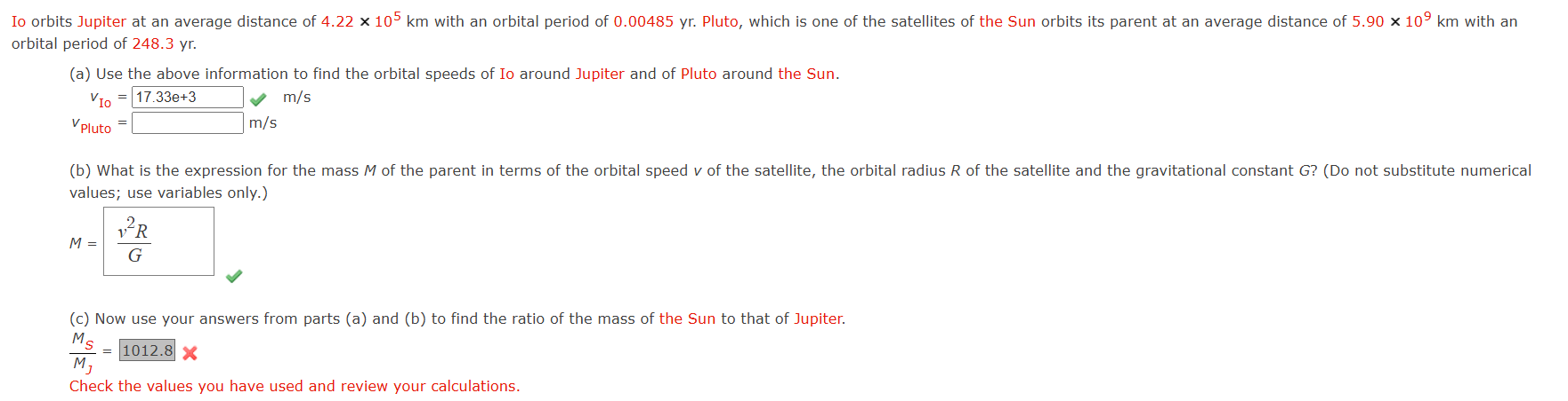 Solved Io orbits Jupiter at an average distance of | Chegg.com