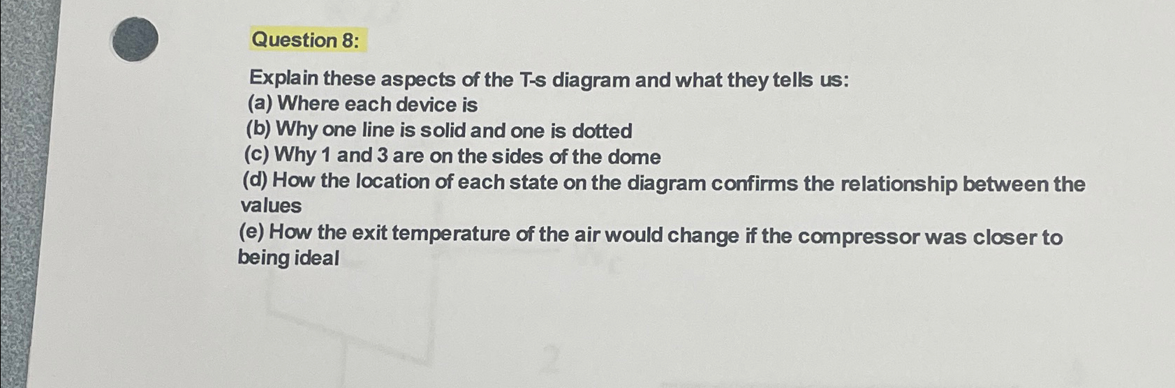 Solved Question 8:Explain these aspects of the T-s diagram | Chegg.com