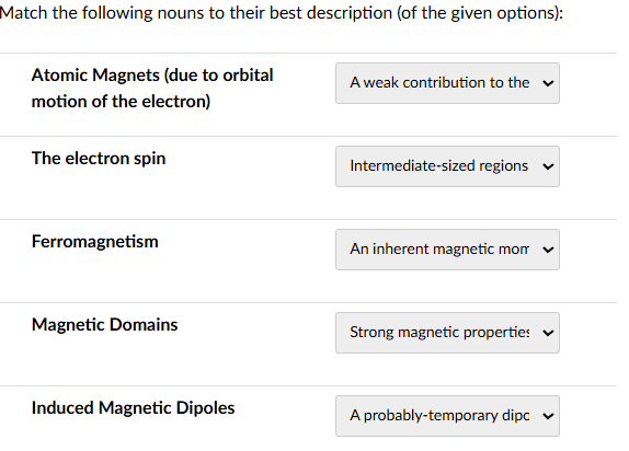 Solved Match the following nouns to their best description | Chegg.com