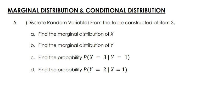 Solved JOINT MASS FUNCTION 3. (Discrete Random Variable) If | Chegg.com