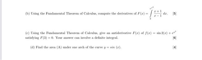 Solved (b) Using the Fundamental Theorem of Calculus, | Chegg.com